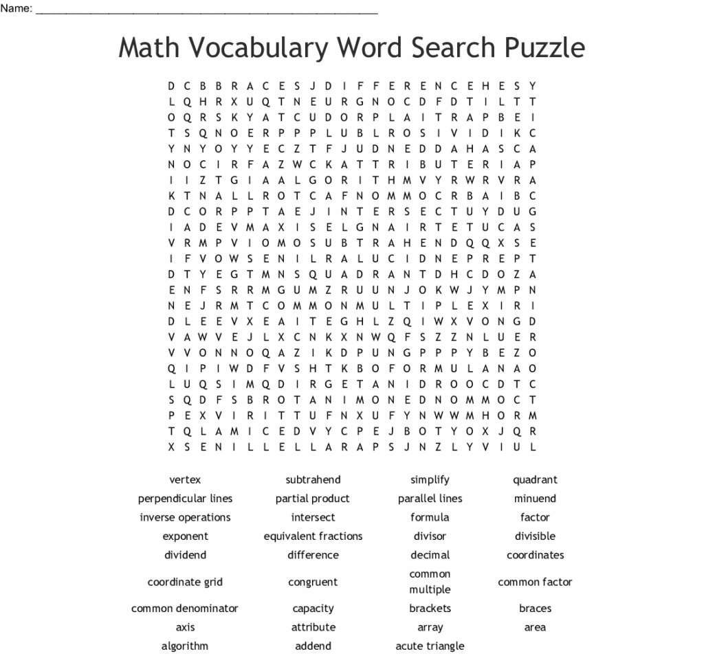 Math Word Search Printable - Free Printable Payroll Checks